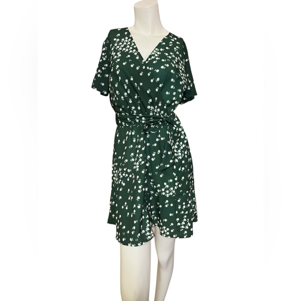 Beautiful Hunter Green Wrap Mini Dress - Gem
